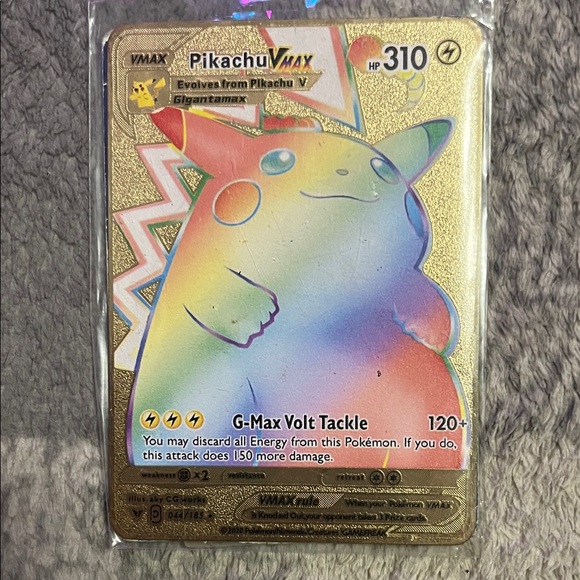 Pokemon | Other | Pokemon Pikachu Vmax Card Gold Red Blue | Poshmark